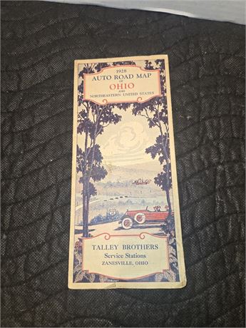 Great Finds Online Auctions - Antique 1928 Auto Road Map of Ohio Talley ...