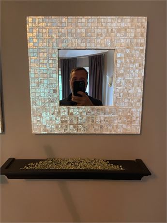 Great Finds Online Auctions - Capiz Shell Wall Mirror & Wall Shelf