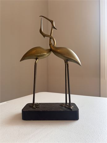 Great Finds Online Auctions - Intertwined Ibis Herons In Gilded Brass