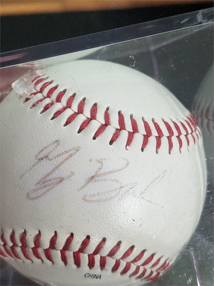 Great Finds Online Auctions - Autographed Baseball in Case- No COA