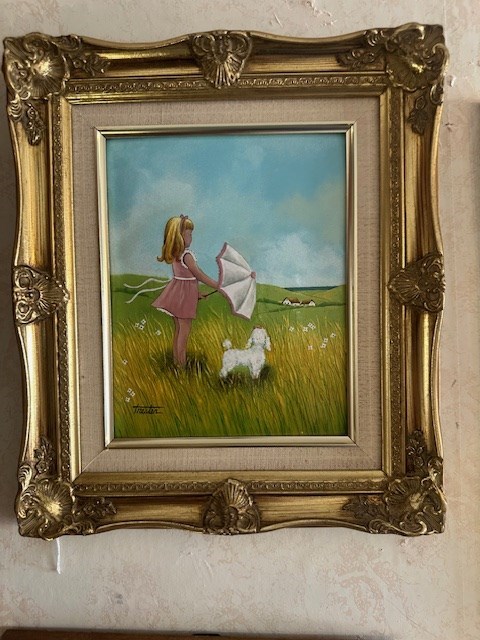 Great Finds Online Auctions - Framed Lorraine Trester ‘Girl with Poodle ...