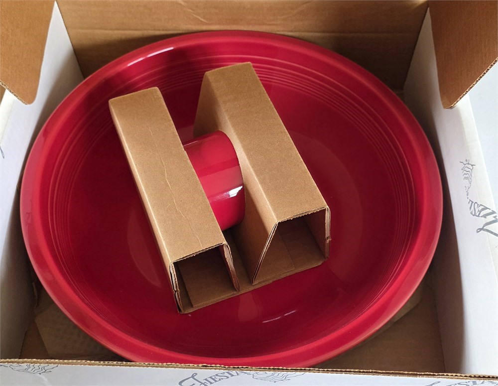 Great Finds Online Auctions - Fiesta Pasta Bowl and Cheese Shaker