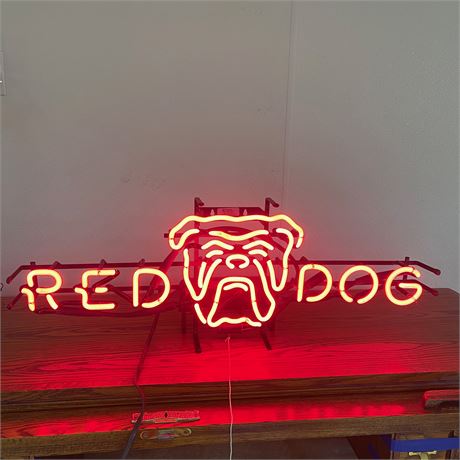 Great Finds Online Auctions - Red Dog Neon Table TopBar Light