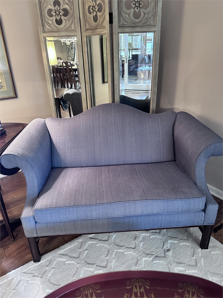 Great Finds Online Auctions - Classic Blue 2-Seat Camelback Sofa