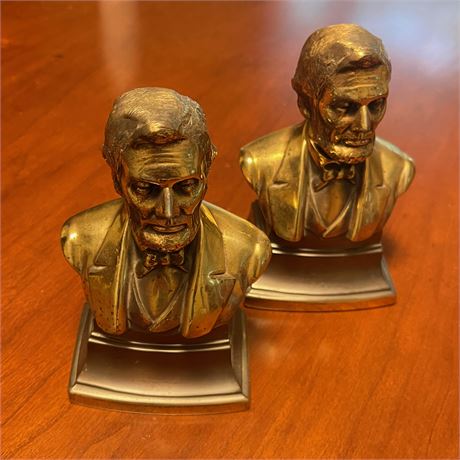 Great Finds Online Auctions - Cast Brass Abe Lincoln Bust Bookend Set